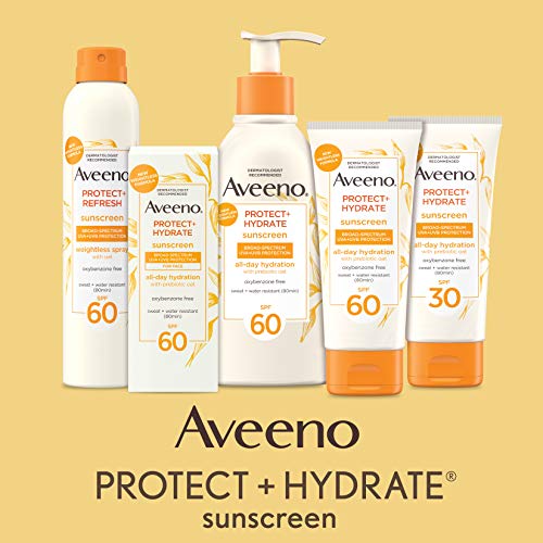 Aveeno Protect + Hydrate Moisturizing Face Sunscreen Lotion With Broad Spectrum Spf 60 & Prebiotic Oat, Weightless & Refreshing Feel, Paraben-free, Oil-free, Oxybenzone-free, 2.0 ounces