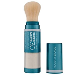 colorescience total protection sheer matte spf 30 sunscreen brush for oily and acne-prone skin, unscented 0.15 ounce