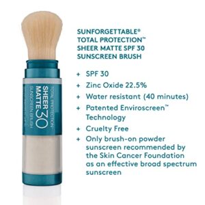 Colorescience Total Protection Sheer Matte SPF 30 Sunscreen Brush For Oily and Acne-Prone Skin, Unscented 0.15 Ounce