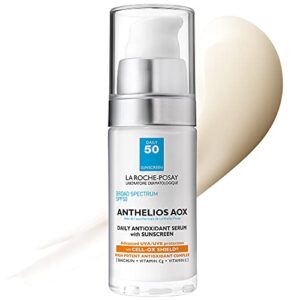 la roche-posay anthelios aox daily antioxidant serum with spf, face moisturizer with sunscreen and vitamin c & e, oil free face sunscreen for sensitive skin, moisturizing sun protection