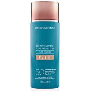 colorescience total protection face shield flex spf 50, zinc oxide formula, medium, 1.8 fl. oz.