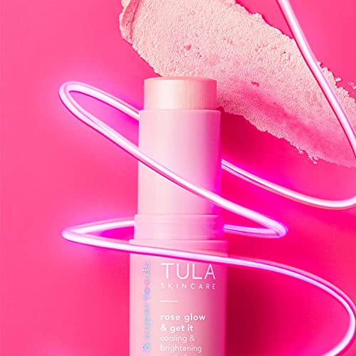 TULA Skin Care Rose Glow & Get It Cooling & Brightening Eye Balm | Dark Circle Under Eye Treatment, Instantly Hydrate and Brighten Undereye Area, Perfect to Use On-the-go | 0.35 oz.