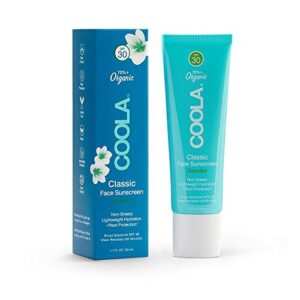 coola organic face sunscreen spf 30 sunblock lotion, dermatologist tested skin care for daily protection, vegan and gluten free, cucumber, 1.7 fl oz