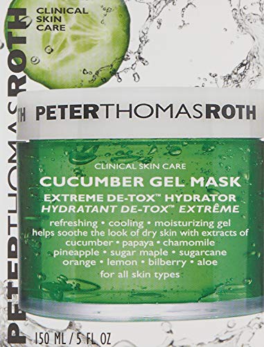 Peter Thomas Roth | Cucumber Gel Mask | Extreme De-Tox Hydrator, Cooling and Hydrating Facial Mask, Helps Soothe the Look of Dry and Irritated Skin, 5 fl oz (Pack of 1)