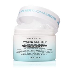 peter thomas roth water drench hyaluronic cloud hydrating body cream | hyaluronic acid body moisturizer for dry skin, up to 72 hours of hydration