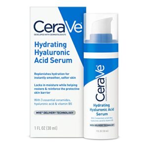 cerave hyaluronic acid serum for face with vitamin b5 and ceramides | hydrating face serum for dry skin | fragrance free | 1 ounce