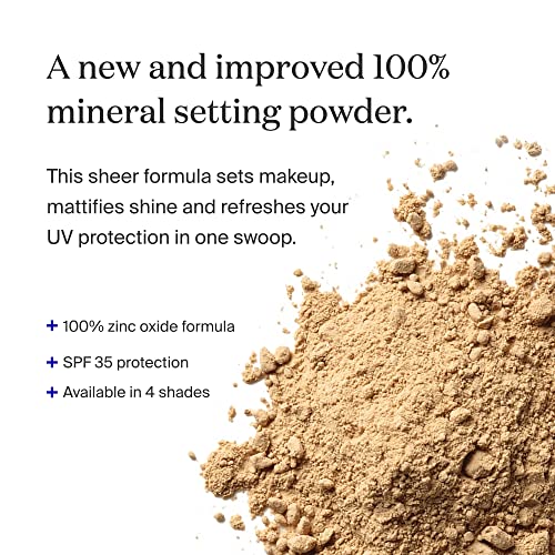 Supergoop! (Re)setting 100% Mineral Powder, Medium - 0.15 oz - Makeup Setting Powder + Broad Spectrum SPF 35 PA+++ Sunscreen - With Ceramides, Olive Glycerides & Coated Silica Spheres