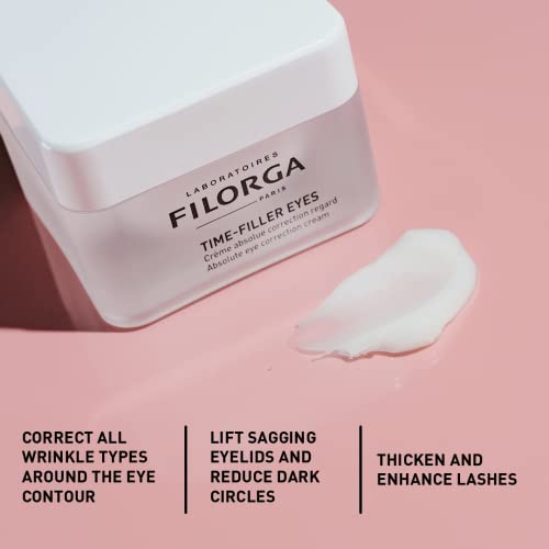 Filorga Time-Filler Eyes Daily Anti Aging and Wrinkle Reducing Eye Cream With Hyaluronic Acid to Minimize Wrinkles and Dark Circles, Lift Eyelids, and Enhance Lashes, 0.5 oz.