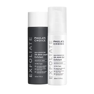 paula’s choice-skin perfecting 8% aha gel exfoliant & 2% bha liquid duo-facial exfoliants for blackheads enlarged pores wrinkles and fine lines face exfoliators w/glycolic acid salicylic acid