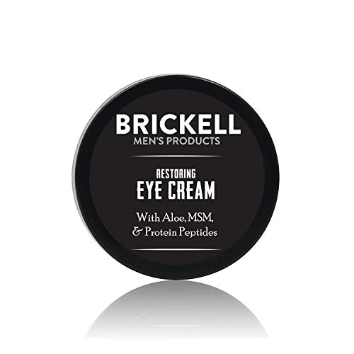 Brickell Men's Restoring Eye Cream for Men, Natural and Organic Anti Aging Eye Balm To Reduce Puffiness, Wrinkles, Dark Circles, Crows Feet and Under Eye Bags, .5 Ounce, Unscented