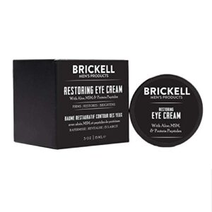 Brickell Men's Restoring Eye Cream for Men, Natural and Organic Anti Aging Eye Balm To Reduce Puffiness, Wrinkles, Dark Circles, Crows Feet and Under Eye Bags, .5 Ounce, Unscented