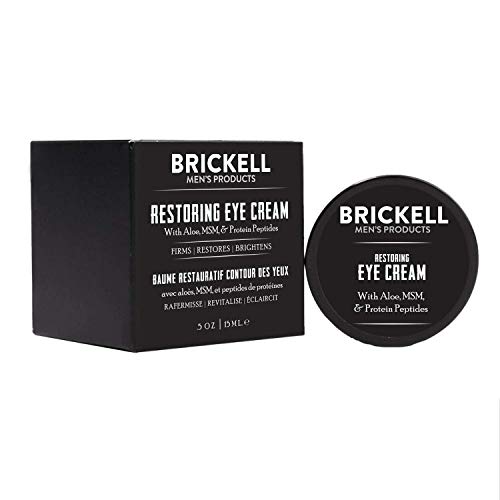 Brickell Men's Restoring Eye Cream for Men, Natural and Organic Anti Aging Eye Balm To Reduce Puffiness, Wrinkles, Dark Circles, Crows Feet and Under Eye Bags, .5 Ounce, Unscented