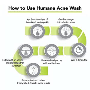 humane Maximum-Strength Acne Wash - 10% Benzoyl Peroxide Acne Treatment for Face, Skin, Butt, Back and Body - 8 Fl Oz - Dermatologist-Tested Non-Foaming Cleanser - Vegan, Cruelty-Free