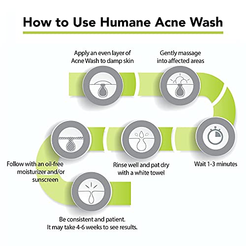 humane Maximum-Strength Acne Wash - 10% Benzoyl Peroxide Acne Treatment for Face, Skin, Butt, Back and Body - 8 Fl Oz - Dermatologist-Tested Non-Foaming Cleanser - Vegan, Cruelty-Free