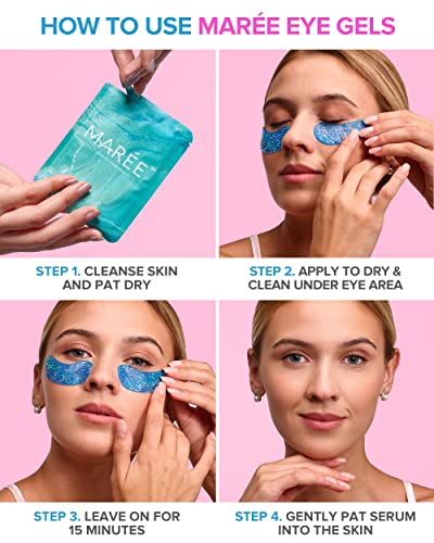 Maree Eye Gels - Pearl Eye Masks that Reduce Wrinkles, Puffy Eyes, Dark Circles, Eye Bags with Natural Marine Collagen, Hyaluronic HA - Anti Aging Under Eye Patches, Face Moisturizer Treatment