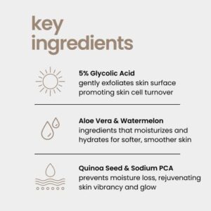 Natural Outcome Glycolic Acid Toner 5% for Face | Gentle Exfoliating Toner - with Aloe Vera & Quinoa Extract | Advance Anti-Aging Toning Solution Rejuvenates Skin & Minimizes Pore Appearance | 8 oz