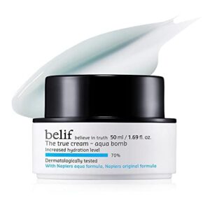 belif the true cream aqua bomb | rich yet weightless face moisturizer for combination to oily skin | antioxidants, lady mantle & oat husk | daily hydrating facial cream minimizes pores