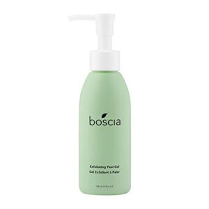 boscia exfoliating peel gel, vegan cruelty-free, natural clean skincare. deep-cleaning daily face exfoliator pore minimizer blackhead remover. 5 fl oz