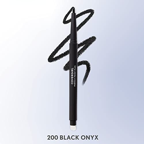 COVERGIRL Perfect Point Plus Eyeliner Pencil, Black Onyx Pack of 1, Long-Lasting, Versatile Black Eyeliner, Soft Smudging Tip, No Sharpening Needed