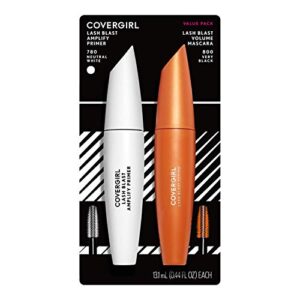 covergirl lashblast volume mascara and lash blast amplify eyelash primer, very black, value pack