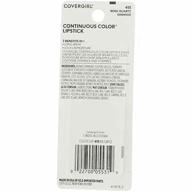 COVERGIRL Continuous Color Lipstick Rose Quartz 415, .13 oz (packaging may vary)