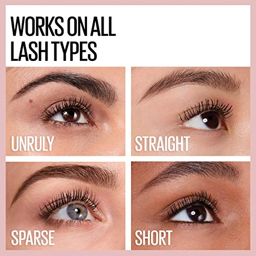 Maybelline Lash Sensational Washable Mascara, Lengthening and Volumizing for a Full Fan Effect, Blackest Black, 1 Count