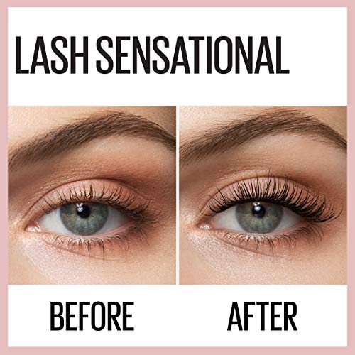 Maybelline Lash Sensational Washable Mascara, Lengthening and Volumizing for a Full Fan Effect, Blackest Black, 1 Count