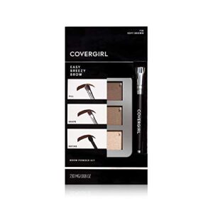 covergirl easy breezy brow powder kit, soft brown (packaging may vary)