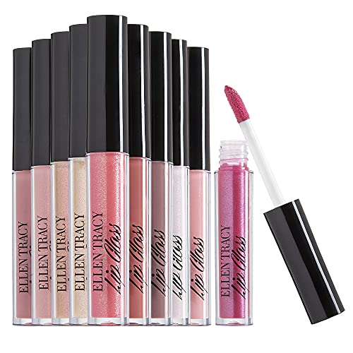 Enchante Ellen Tracy 10 Pc Lip Gloss Collection, Shimmery Lip Glosses for Women and Girls, Long Lasting Lip Gloss Set with Rich Varied Colors, Great Holiday and Birthday Gift