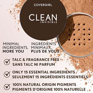 COVERGIRL Clean Invisible Loose Powder - Loose Powder, Setting Powder, Vegan Formula - Translucent Dark, 20g (0.7 oz)