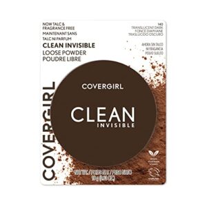 COVERGIRL Clean Invisible Loose Powder - Loose Powder, Setting Powder, Vegan Formula - Translucent Dark, 20g (0.7 oz)