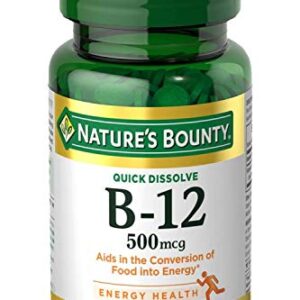 Nature's Bounty Vitamin B12, Supports Energy Metabolism and Nervous System Health, 500mcg, Tablets, 100 Ct