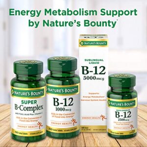 Nature's Bounty Vitamin B12, Supports Energy Metabolism and Nervous System Health, 500mcg, Tablets, 100 Ct