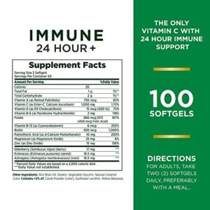 Nature’s Bounty Vitamin C 24 Hour Immune Support with Zinc and Vitamin D, Daily Immune and Upper Respiratory Support, Ester Vitamin C 1000mg Capsules (Softgels), 100 Count