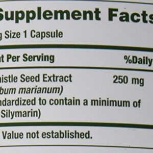 Nature's Bounty Milk Thistle Capsules, Herbal Supplement, 250 mg per Serving, 200 Count