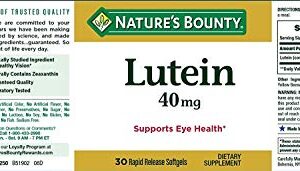 Nature's Bounty Lutein Pills, Eye Health Supplements and Vitamins, Support Vision Health, 40 mg, 30 Softgels