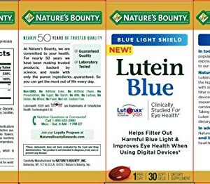 Nature's Bounty Lutein Blue Pills, Eye Health Supplements and Vitamins with Vitamin A and Zinc, Supports Vision Health