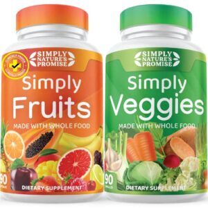 simply nature’s promise – fruit and vegetable supplements – 90 veggie and 90 fruit capsules – made with whole food superfoods, packed vitamins & minerals – soy free – made in the usa