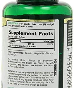 Nature's Bounty Vitamin E 400 IU Softgels Pure DL-Alpha 120 Soft Gels (Pack of 2)