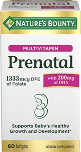 nature’s bounty prenatal multivitamin with 200 mg dha softgels, 60 count