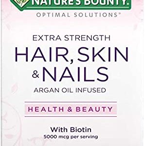 Nature's Bounty Hair Skin and Nails 5000 mcg of Biotin - 250 Coated Tablets Extra Strength (Four Bottles each of 250 Softgels) 1 4.0 Count