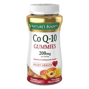 nature’s bounty coq10 gummies, supports heart health, coq10 200mg, peach mango flavor, 60 count