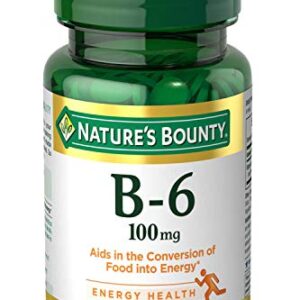 Nature’s Bounty Vitamin B6, Supports Energy Metabolism and Nervous System Health, 100mg, Tablets, 100 Ct