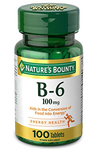 Nature’s Bounty Vitamin B6, Supports Energy Metabolism and Nervous System Health, 100mg, Tablets, 100 Ct