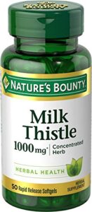 nature’s bounty milk thistle, herbal health supplement, supports liver health, 1000 mg, 50 softgels