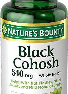 Nature's Bounty Black Cohosh Root Pills and Herbal Health Supplement, Natural Menopausal Support, 540 mg, 100 Capsules, Gelatin. Contains <2% of: Silica,Vegetable Magnesium Stearate.