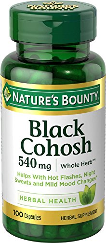 Nature's Bounty Black Cohosh Root Pills and Herbal Health Supplement, Natural Menopausal Support, 540 mg, 100 Capsules, Gelatin. Contains <2% of: Silica,Vegetable Magnesium Stearate.