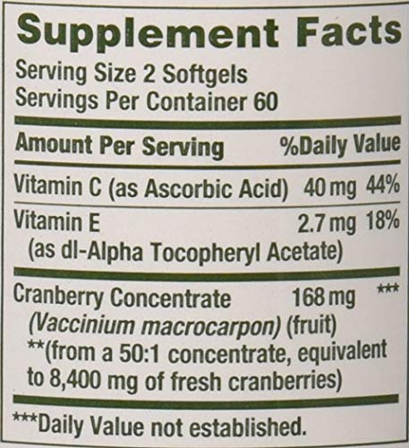 Nature's Bounty Cranberry Fruit 4200 mg, Plus Vitamin C, 120 Softgels (Pack of 2)