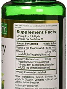 Nature's Bounty Cranberry Fruit 4200 mg, Plus Vitamin C, 120 Softgels (Pack of 2)