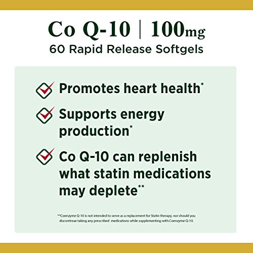 CoQ10 by Nature's Bounty, Dietary Supplement, Supports Heart Health, 100mg Plus L-Carnitine, 60 Softgels